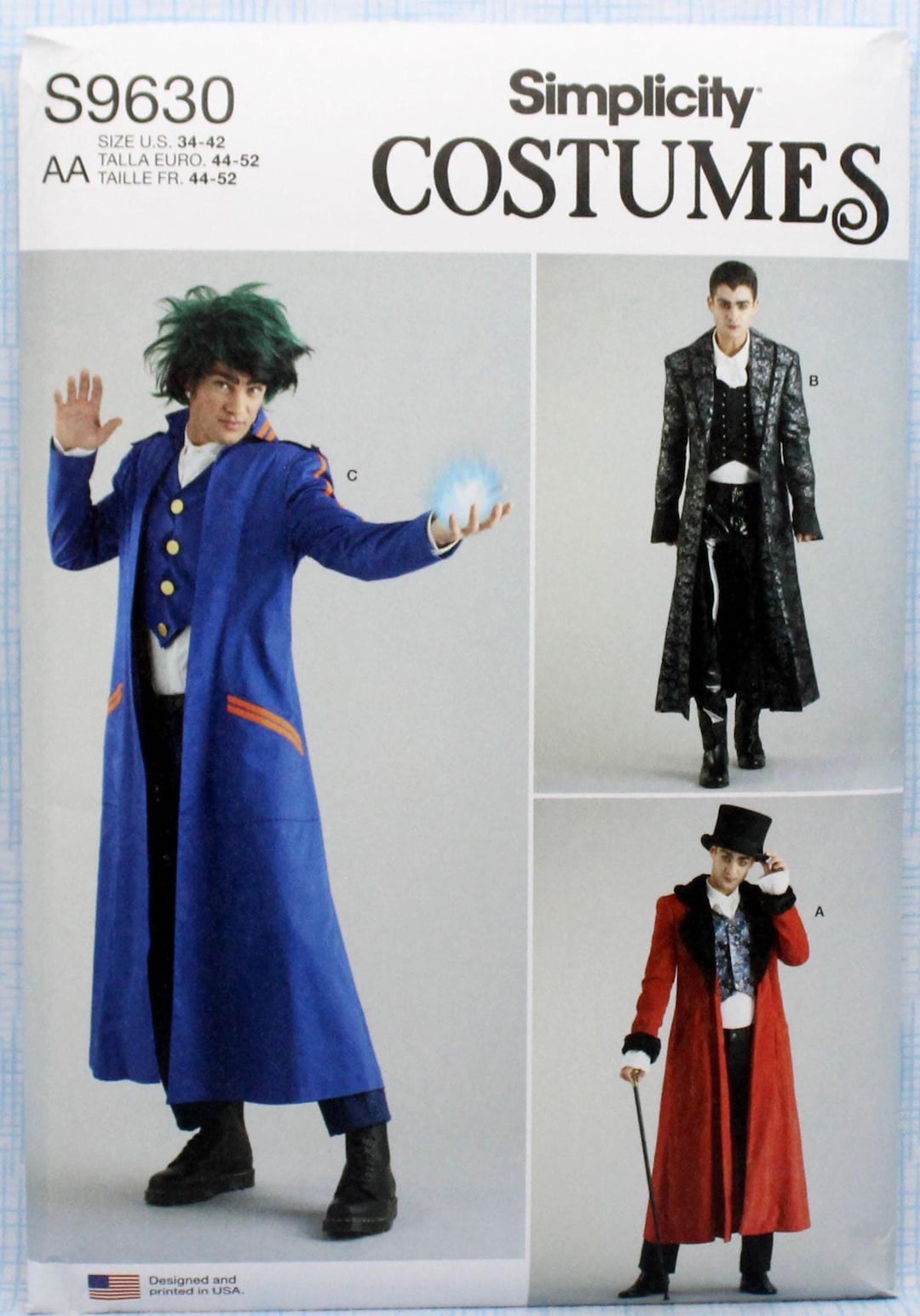 Simplicity Sewing Pattern 9630, Men's Lined Fit and Flare Coats, Uncut ...