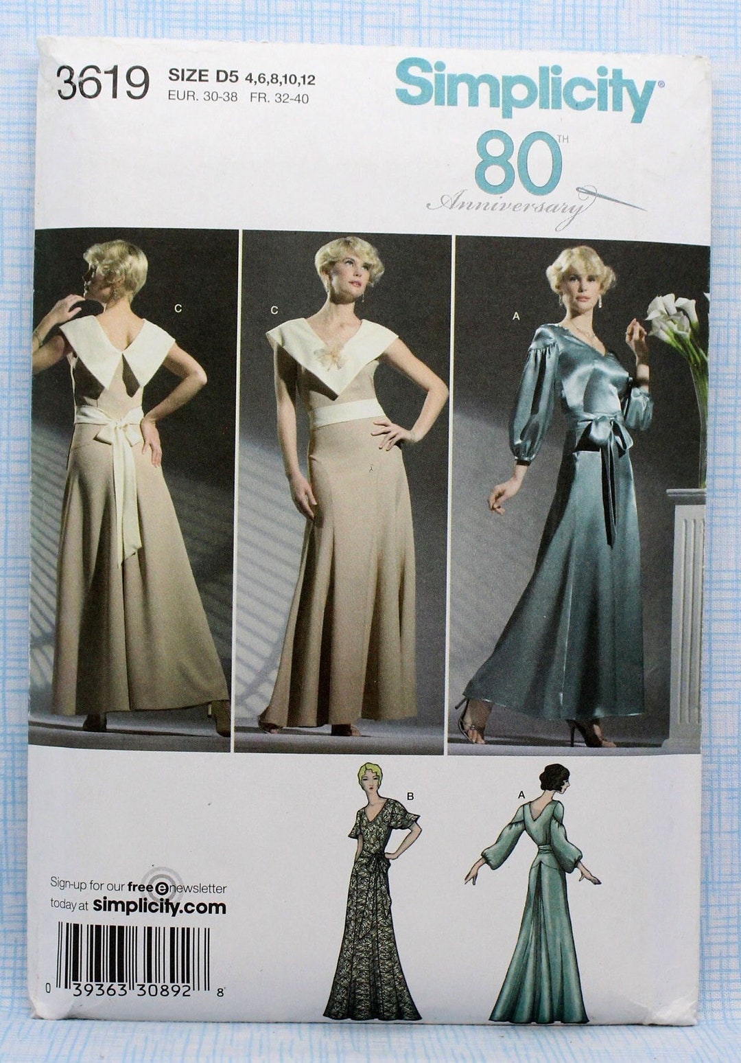 Simplicity Sewing Pattern 3619, Misses' Evening Gown With Sleeve and ...
