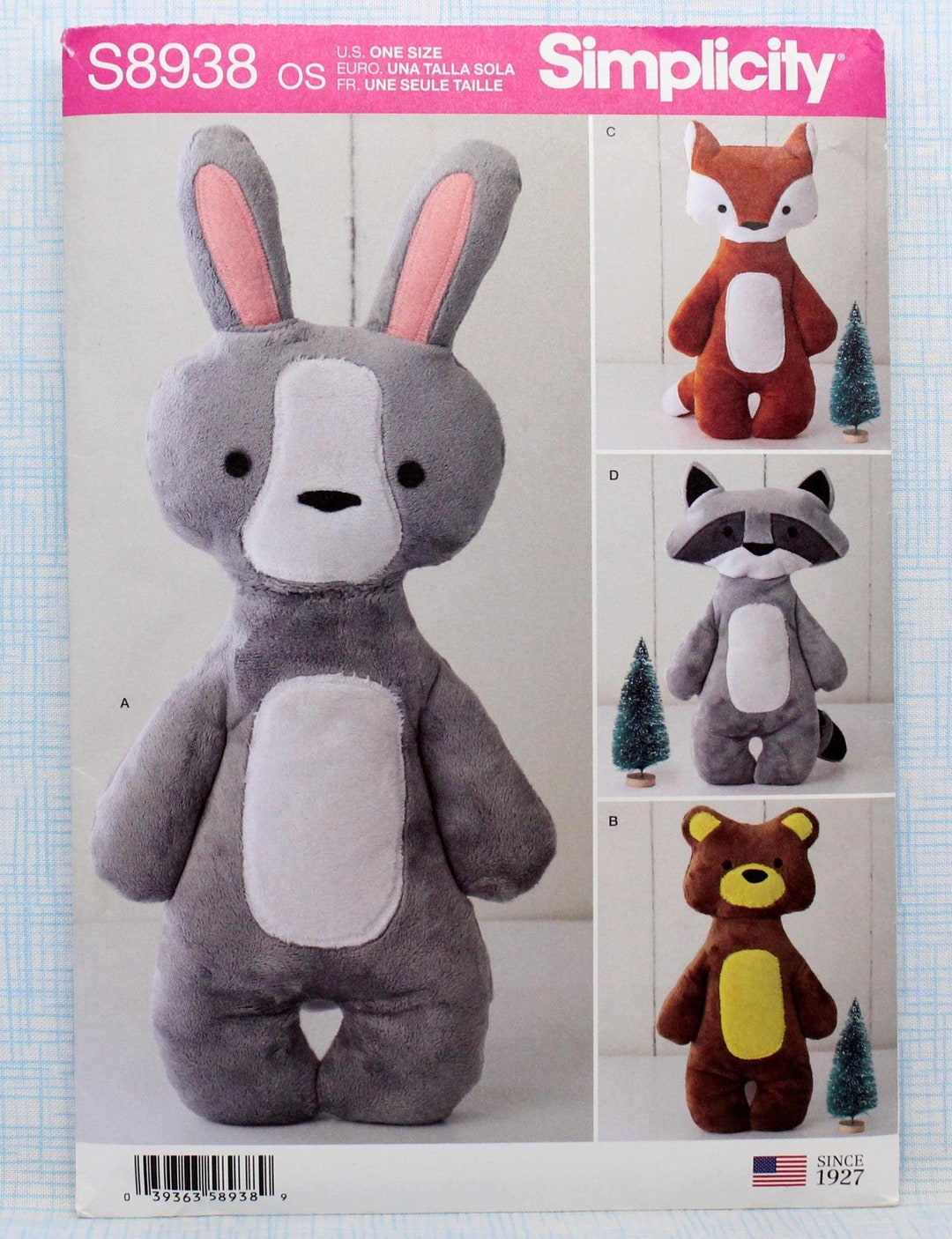 Simplicity Sewing Pattern 8938, Plush Animals Sewing Pattern, Stuffed ...