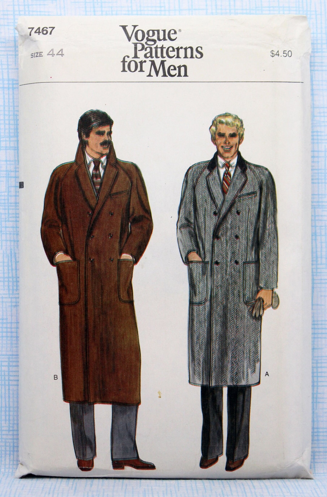 Vogue Sewing Pattern 7467, Men's Double-breasted Coat, Men's Chest Size ...