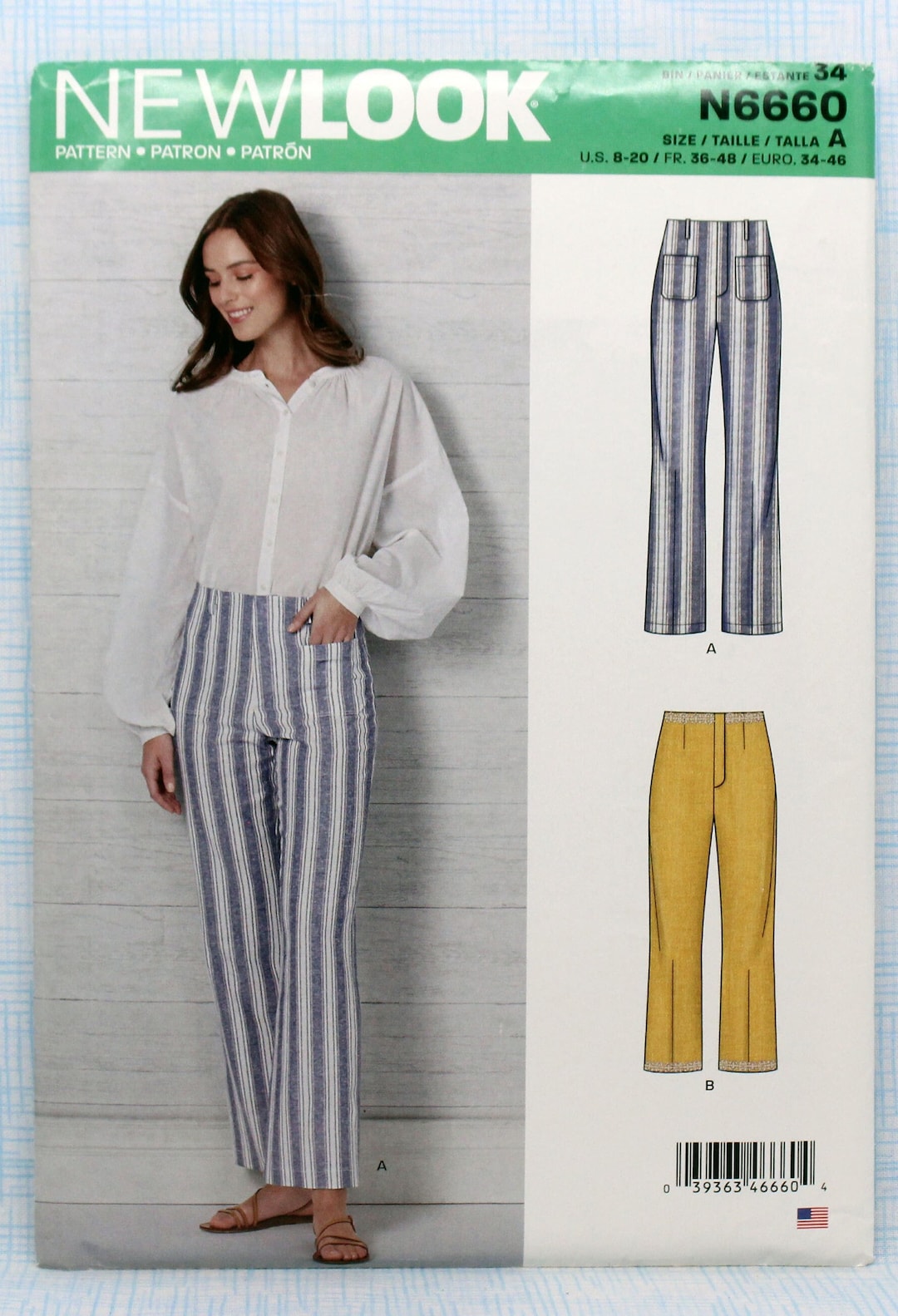 New Look Sewing Pattern 6660, Misses' Pants With Front Zipper Slim Fit ...