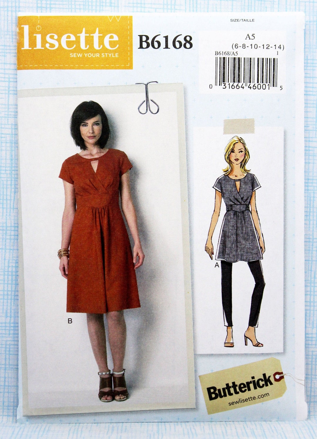 Butterick Sewing Pattern 6168, Misses' Raised Waist Tunic and Dress, Uncut/ff, Misses' Size 6 8 ...
