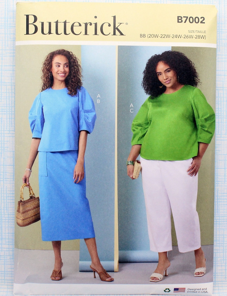 Butterick Sewing Pattern 7002, Women's Semi-fitted Top, Skirt and ...