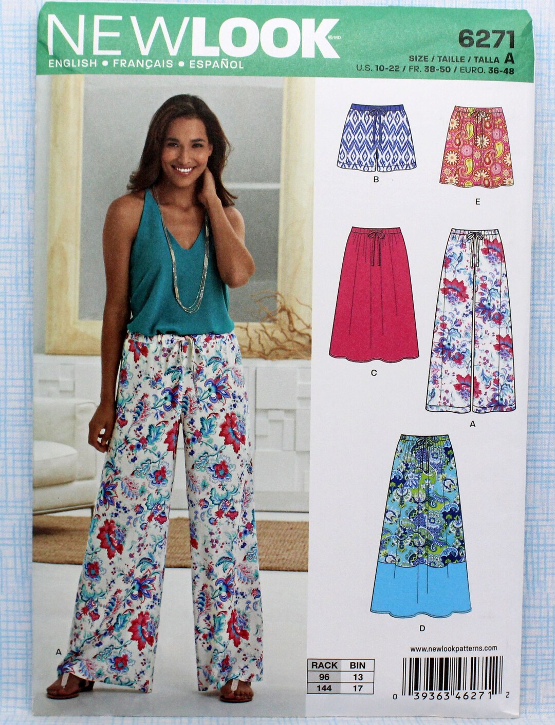 New Look Sewing Pattern 6271 Misses' Drawstring Waist Skirts and Wide ...