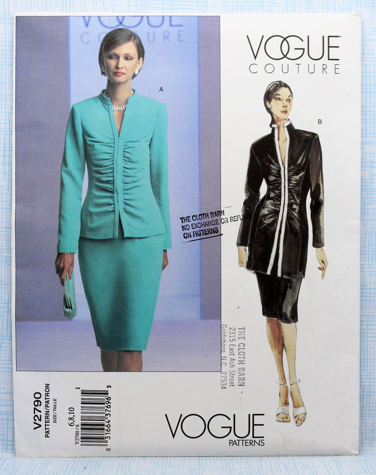 Vogue Sewing Pattern 2790, Misses' Semi-fitted Jacket and Straight ...