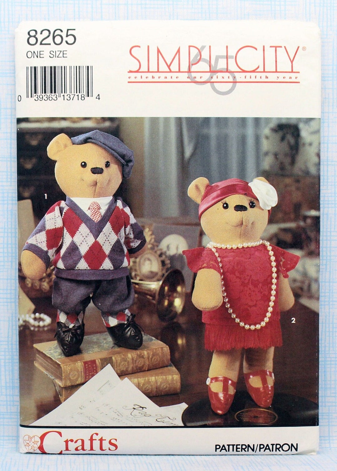 Simplicity Sewing Pattern 8265, Decorative 15" Tall Bears and Clothes ...