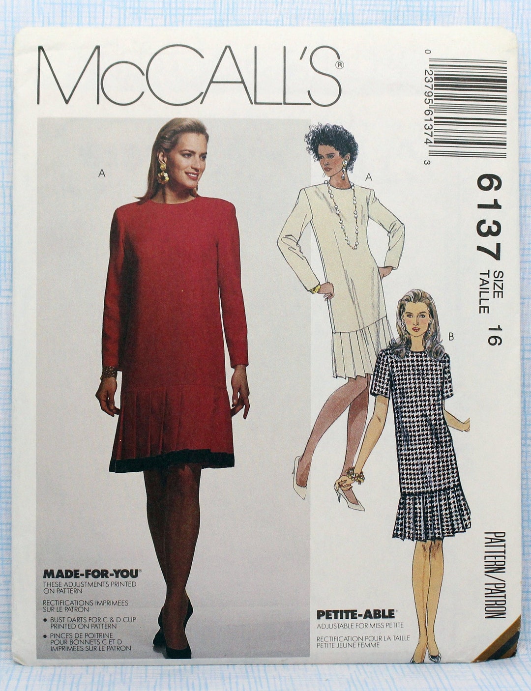 Mccall's Sewing Pattern 6137, Misses' Dropped Waist Dress, Misses' Size ...