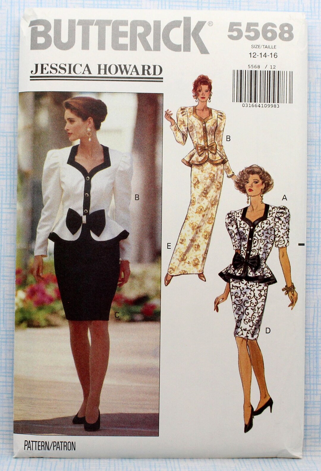 Butterick Sewing Pattern 5568, Misses' Peplum Top and Straight Skirt ...