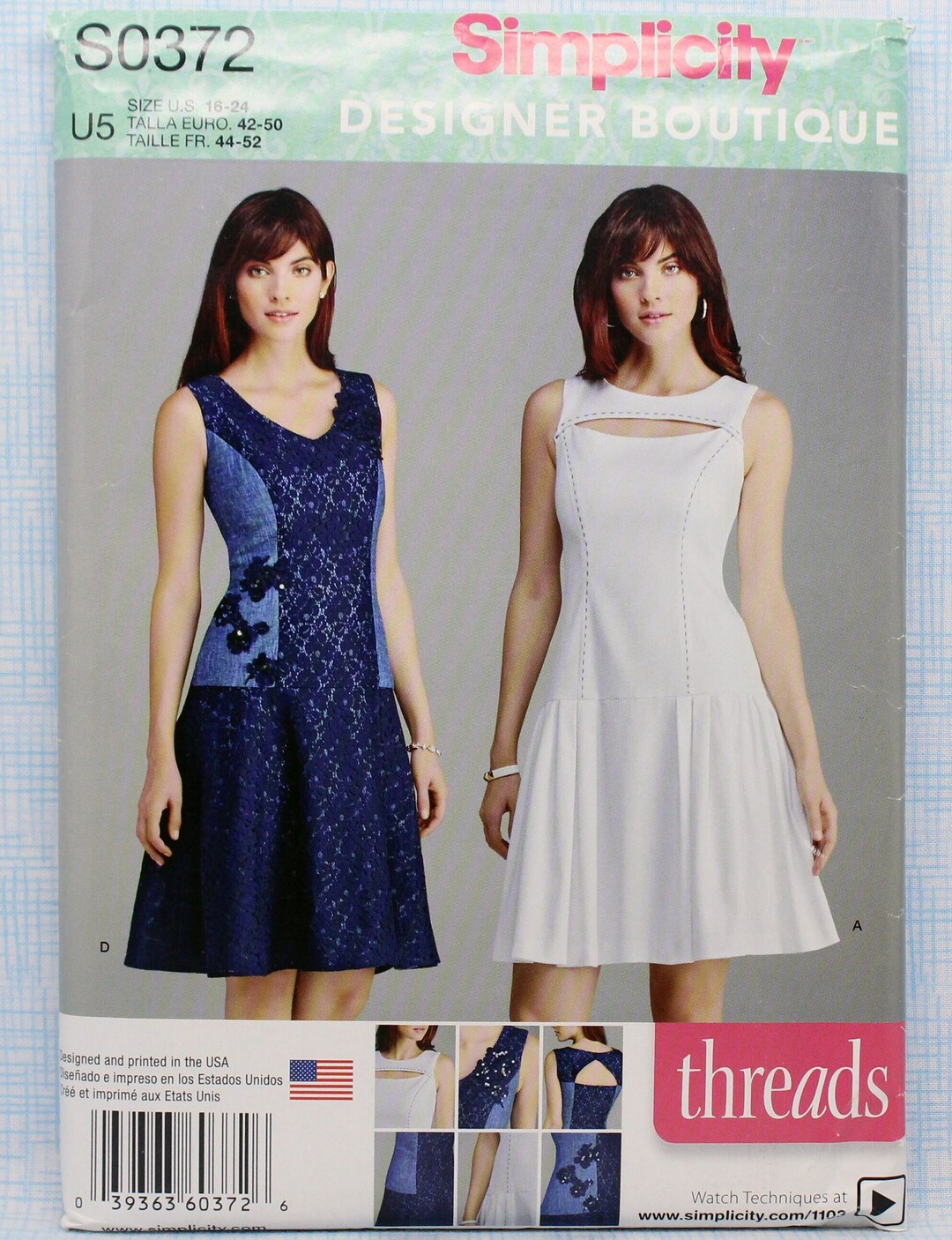 Simplicity Sewing Pattern S0372, Misses' Dress With Bodice and Skirt Variations, Misses' Size 16 ...