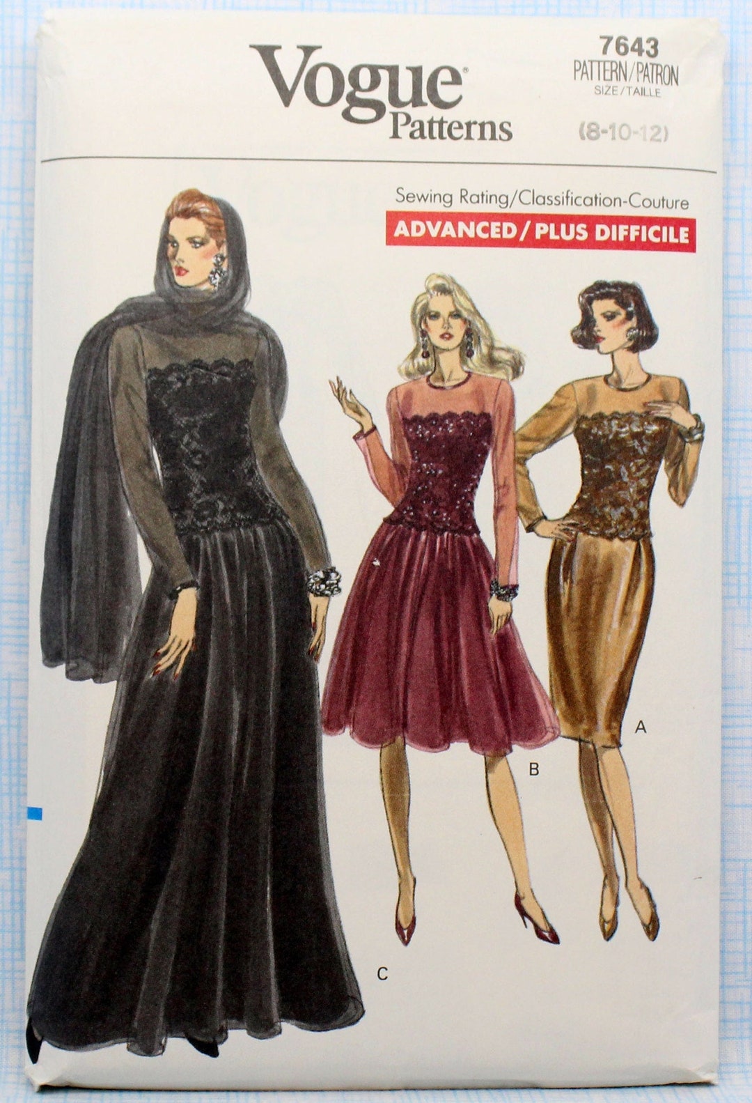 Vogue Sewing Pattern 7643, Misses' Evening Dress With Dropped Waist ...