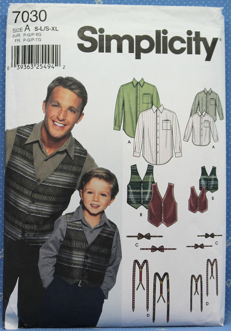 Simplicity Sewing Pattern 7030 Boys' and Men's Shirt | Etsy