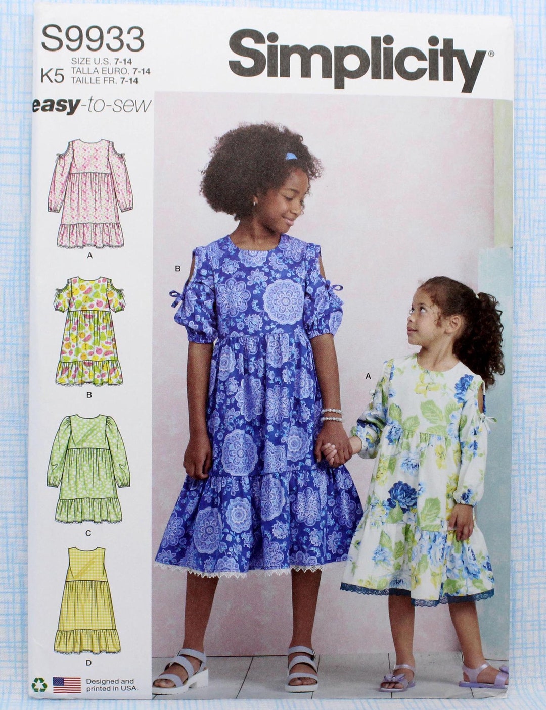 Simplicity Sewing Pattern 9933, Girls' Tiered Dress With Sleeve ...