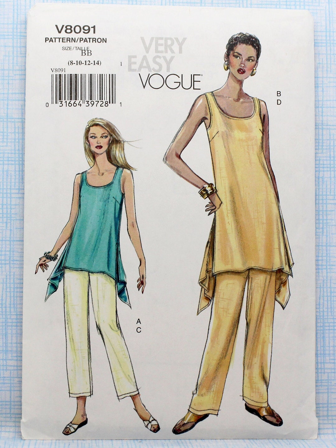 Vogue Sewing Pattern 8091, Misses'/miss Petite Pullover Top and Pull-on Pants, Uncut/ff, Misses ...