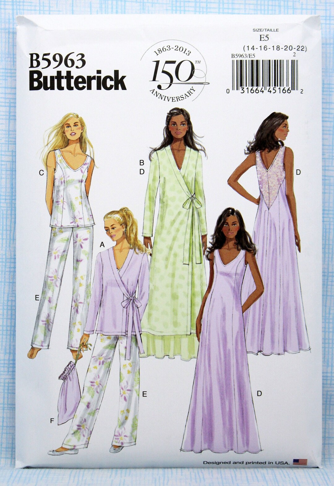 Butterick Sewing Pattern 5963, Misses' Robe, Top, Nightgown, Pants and ...