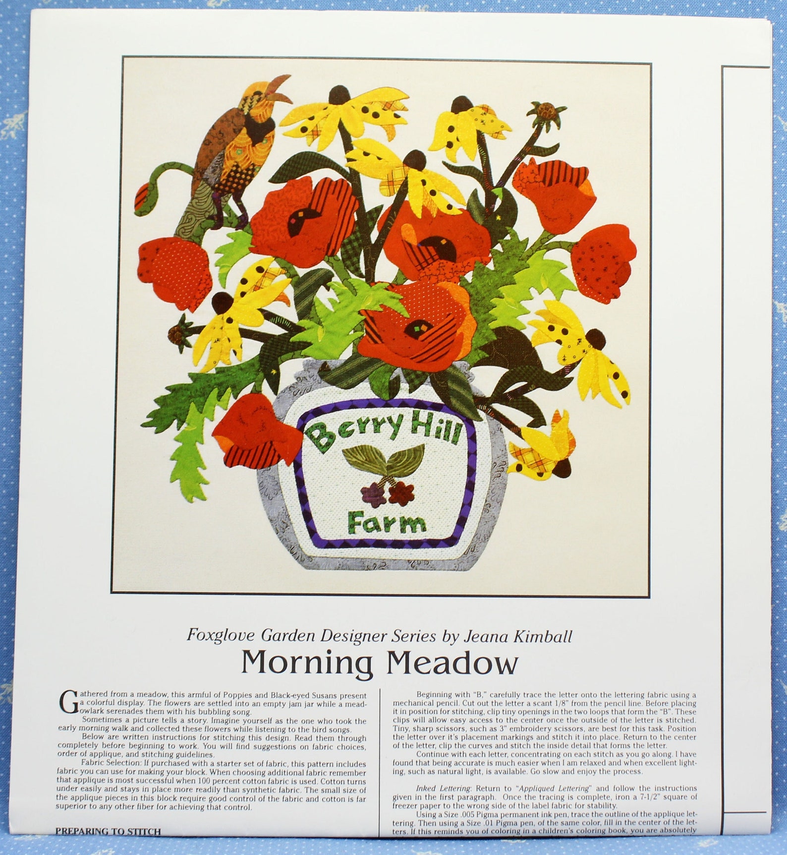 Applique Quilt Block Pattern Morning Meadow Floral Applique | Etsy