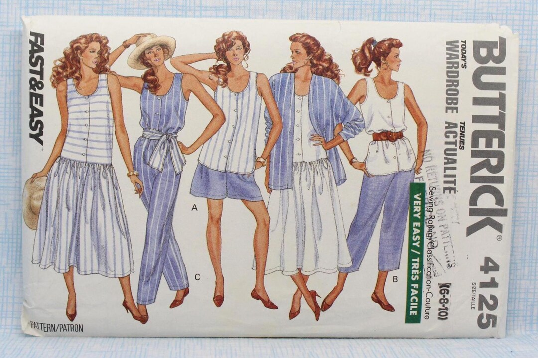 Butterick Sewing Pattern 4125, Misses' Jacket, Top, Dress, Shorts ...