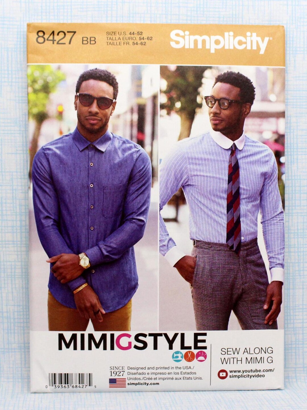 Simplicity Sewing Pattern 8427, Men's Fitted Shirt With Collar and Cuff ...