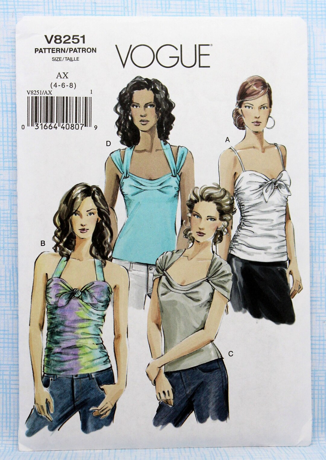Vogue Sewing Pattern 8251, Misses' Easy Pullover Top, Uncut/ff, Misses ...