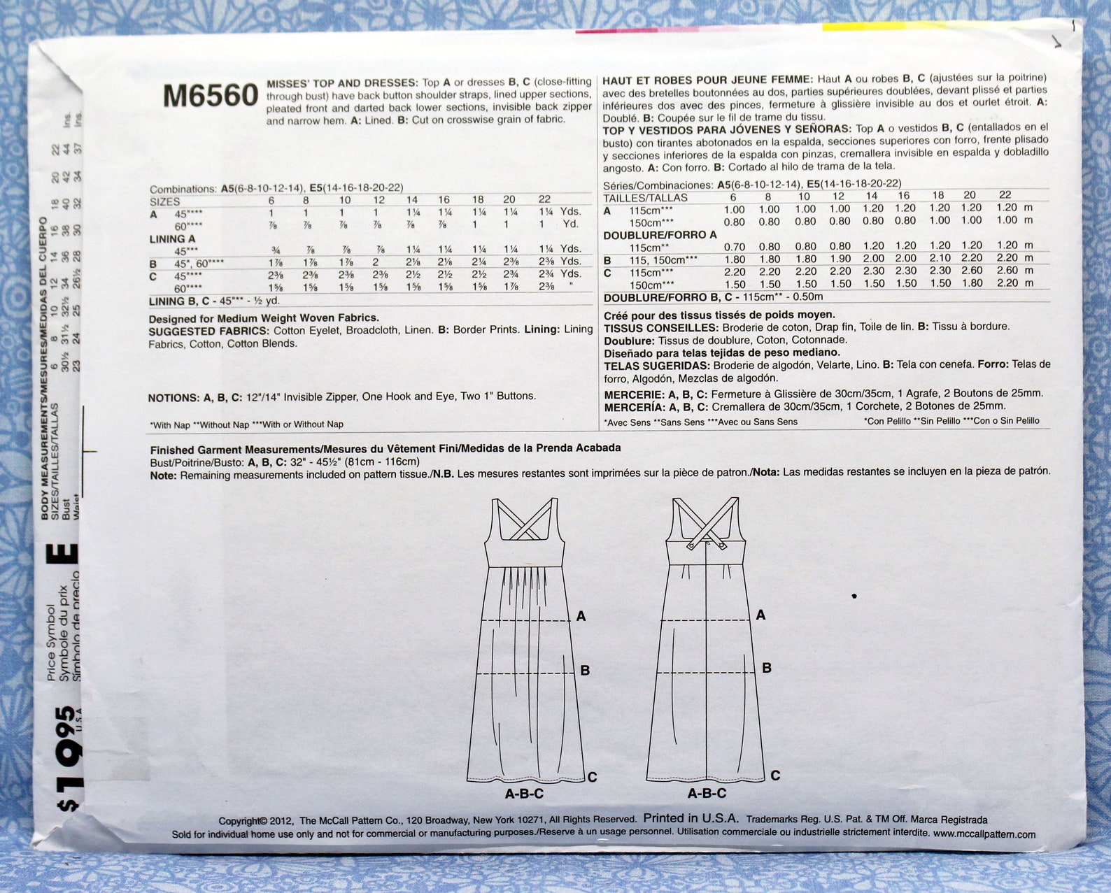 Mccall's Sewing Pattern 6560 Misses' Easy Top and - Etsy
