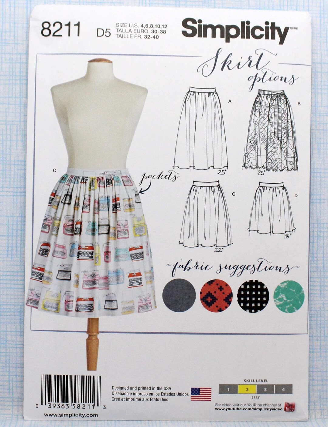 Simplicity Sewing Pattern 8211, Misses' Dirndl Skirt With Length Options, Uncut/ff, Misses' Size ...