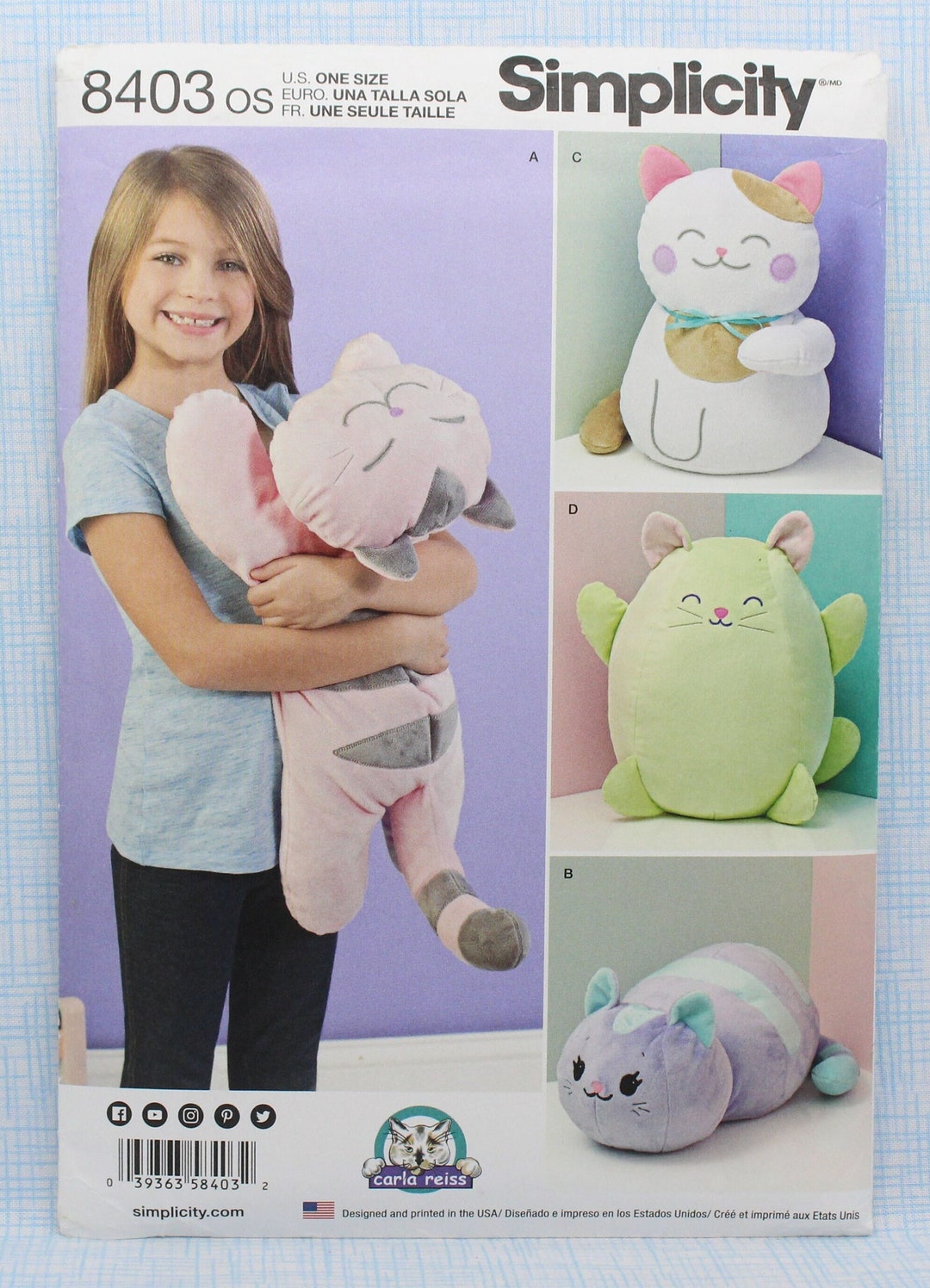 Simplicity Sewing Pattern 8403, Fleece Stuffed Kitties Sewing Pattern ...