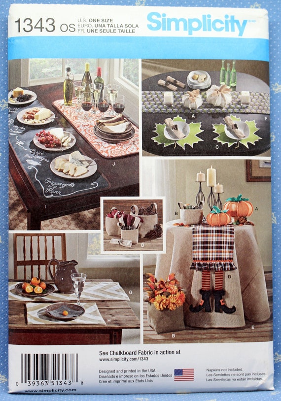 Simplicity Sewing Pattern 1343 Table Accessories Stuffed - Etsy