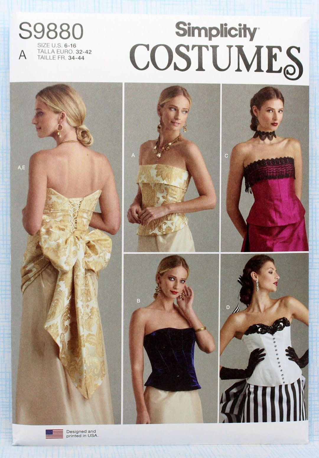 Simplicity Sewing Pattern 9880, Misses' Costume Lined Boned Corsets and ...