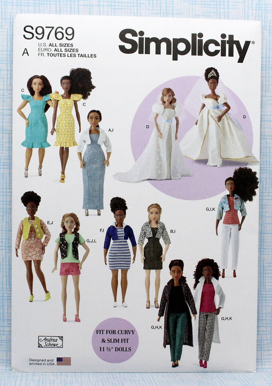 Simplicity Sewing Pattern 9769, Doll Clothes for 11-1/2 Curvy and Slim ...