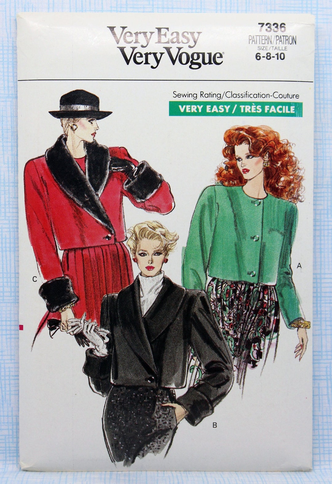 Vogue Sewing Pattern 7336, Misses'/half Size Short Jacket Sewing ...