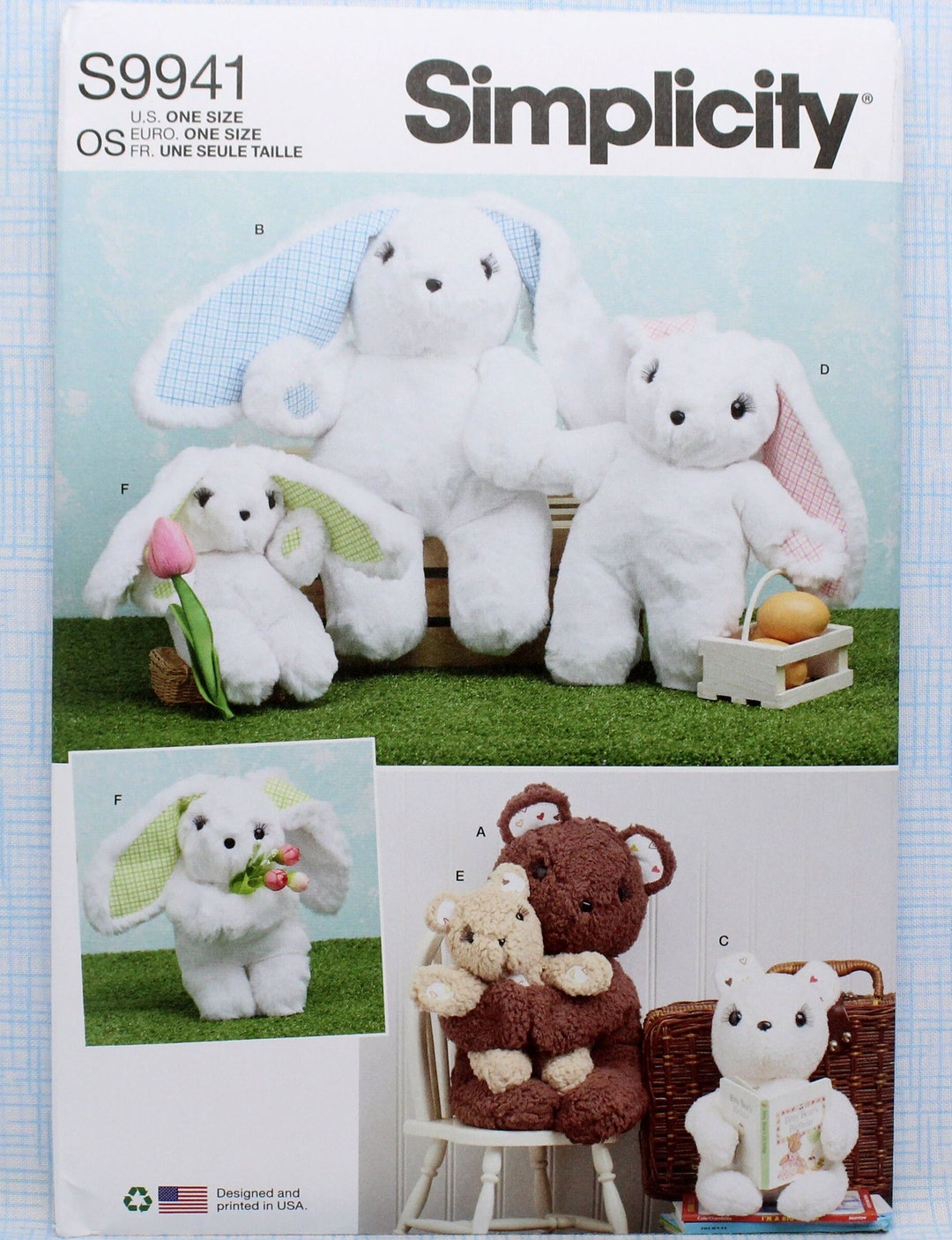 Simplicity Sewing Pattern 9941, Plush Bears and Bunnies in Three Sizes ...