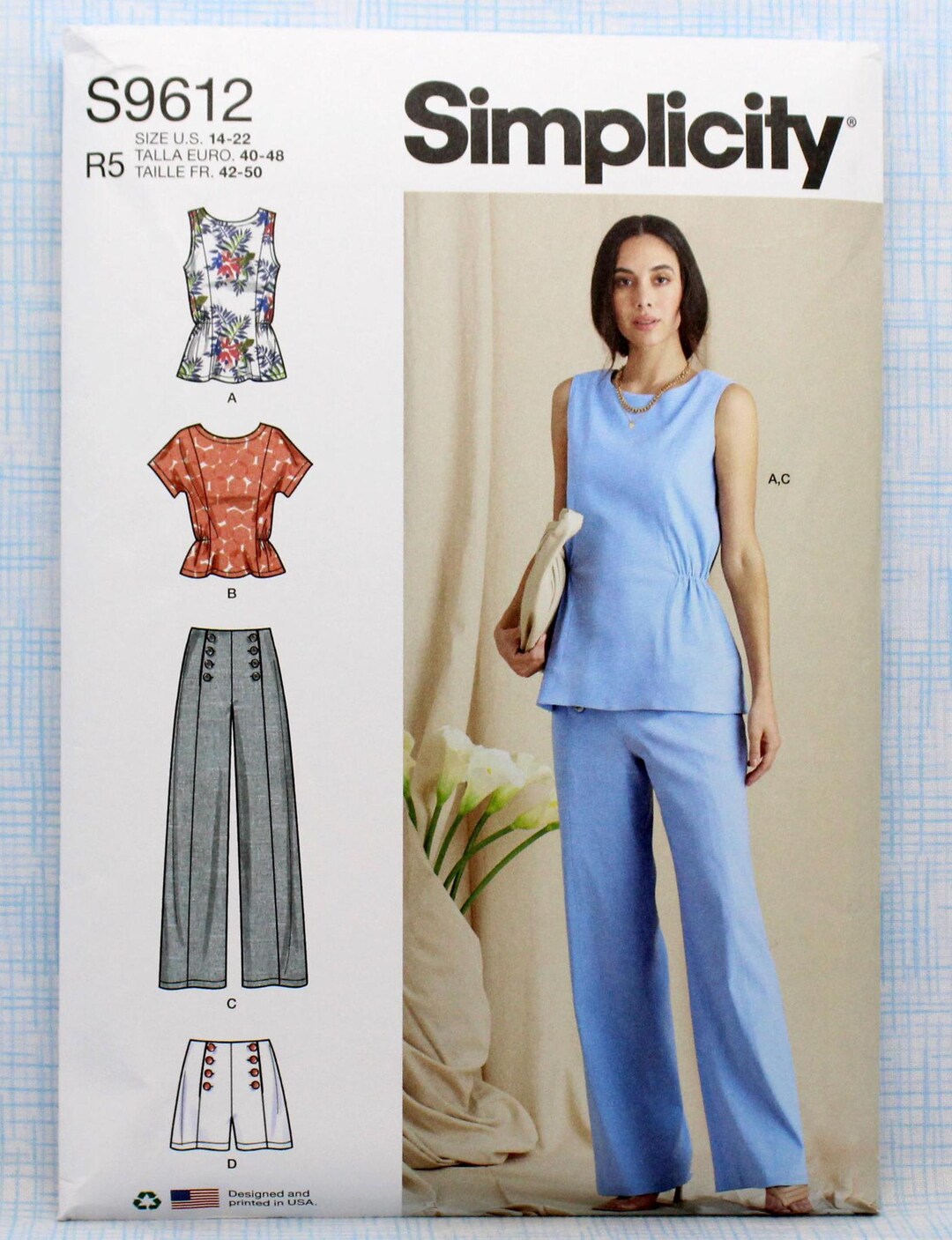 Simplicity Sewing Pattern 9612, Misses' Tops and Wide Leg Pants and ...