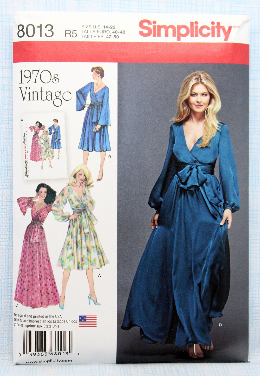 Simplicity Sewing Pattern 8013, Misses' Retro Faux Wrap Front Dress ...