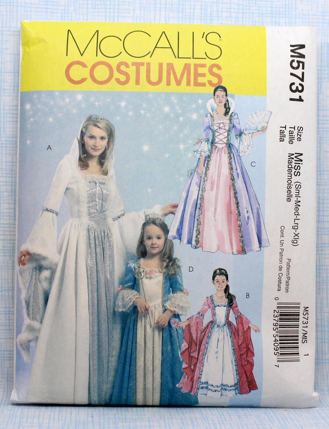 Mccall's Sewing Pattern 5731, Misses' Princess Gown Costume, Misses ...