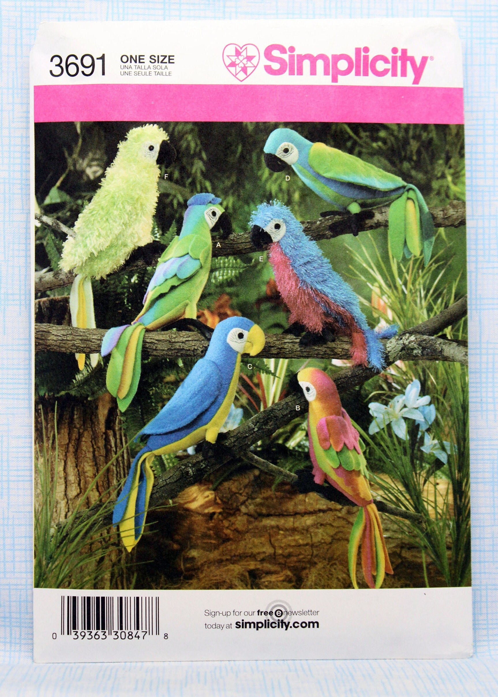 Out Of Print Sewing Pattern Simplicity 3691 Stuffed Parrot Sewing ...