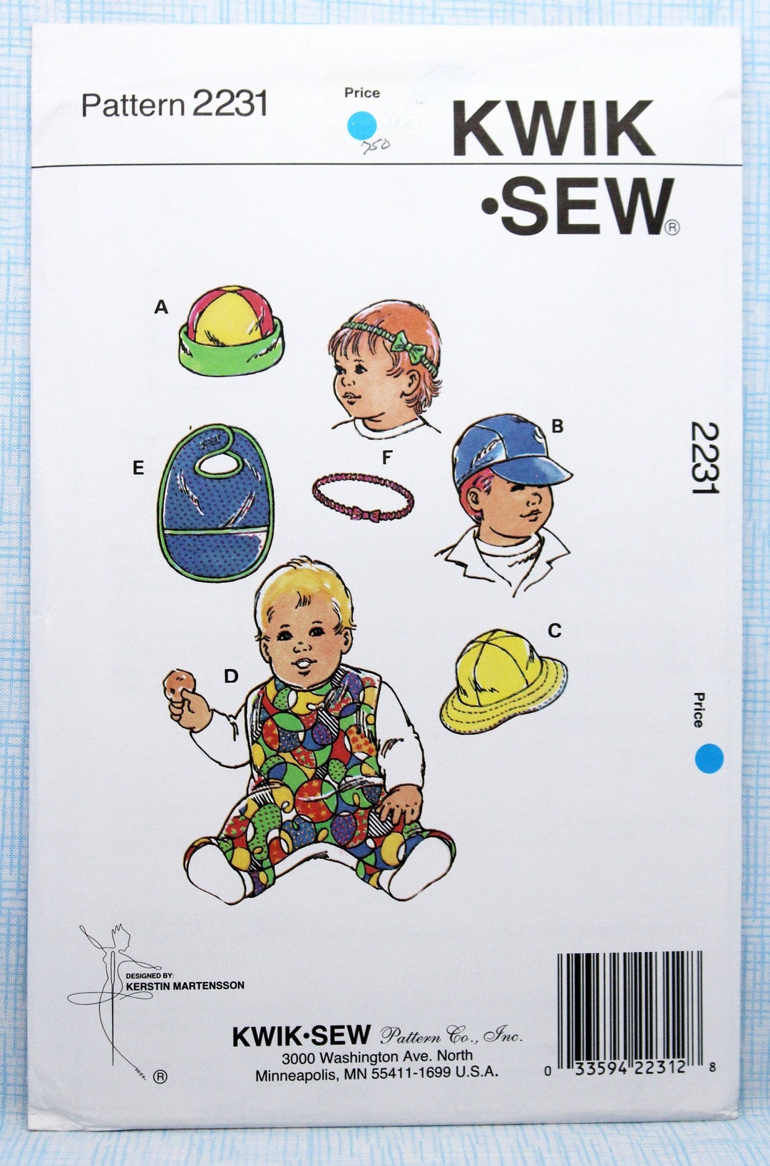 Kwik Sew 2231, Baby and Toddler Hats and Bibs Sewing Pattern, Uncut/ff ...