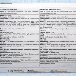 Simplicity Sewing Pattern 9880, Gingerbread People Sewing Pattern ...