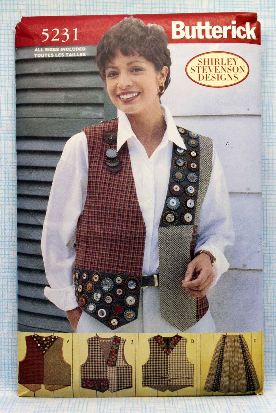 Butterick Sewing Pattern 5231, Misses' Appliqued Vests and Skirt ...