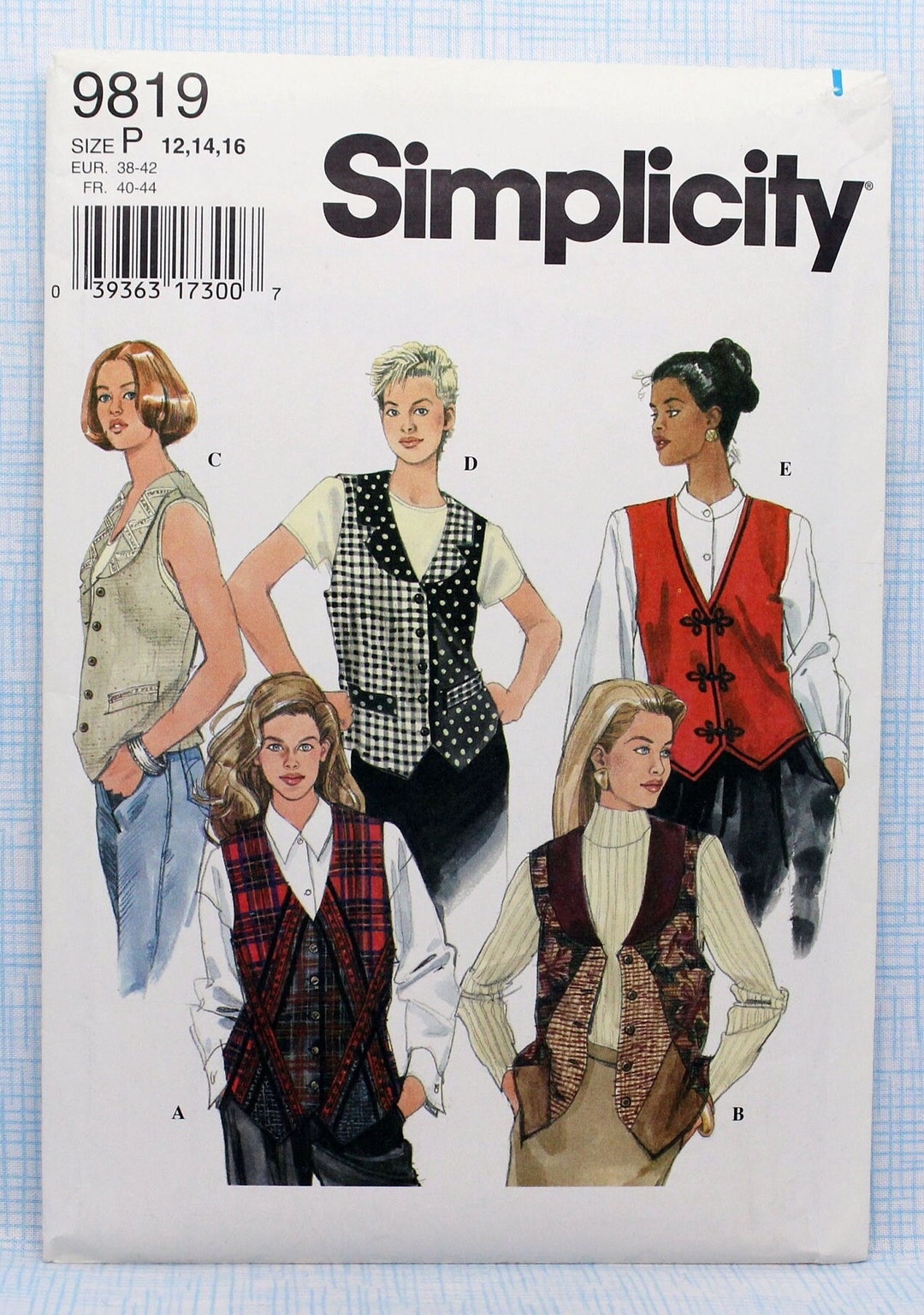 Simplicity Sewing Pattern 9819, Misses' Lined Vests, Uncut/ff, Misses ...
