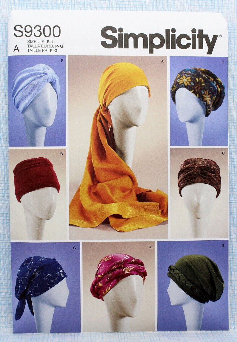 Simplicity Sewing Pattern 9300, Misses' Turbans, Headwrap and Hats ...