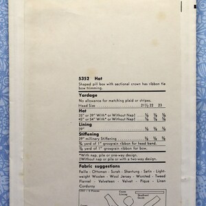 Vogue Sewing Pattern 5352, Shaped Pill Box Hat Sewing Pattern, Misses ...