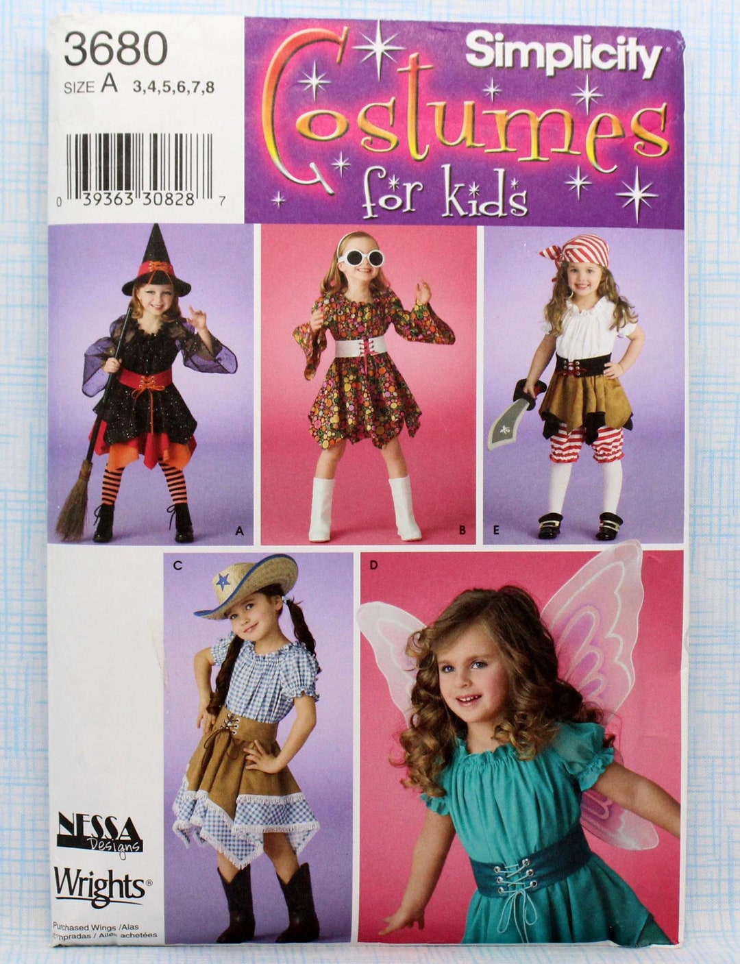Simplicity Sewing Pattern 3680, Child's Witch, Fairy, Cowgirl and Fairy ...