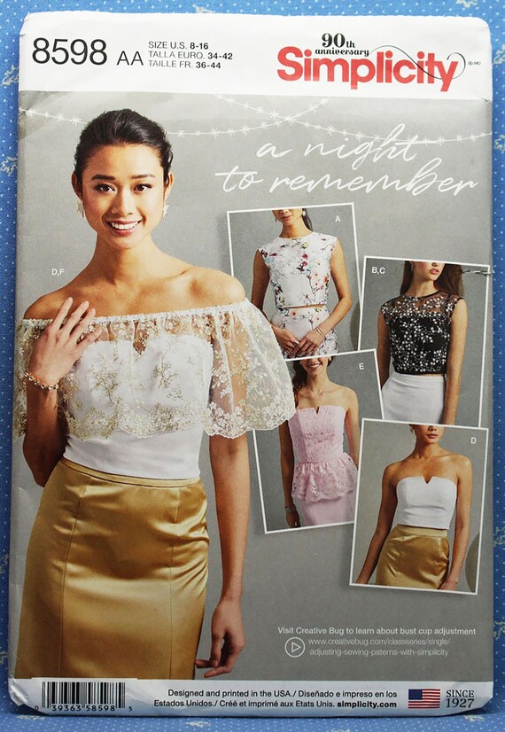 Simplicity Sewing Pattern 8598 Misses' Formal Tops and | Etsy