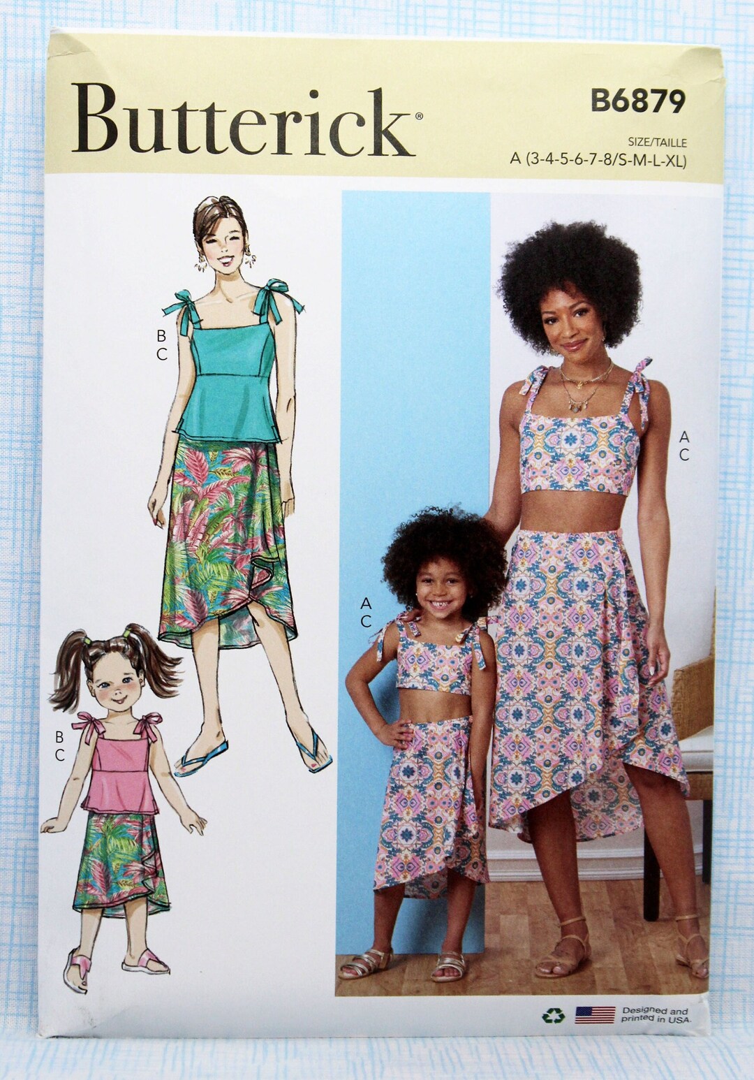Butterick Sewing Pattern 6879, Misses' and Children's Tops and Skirt ...