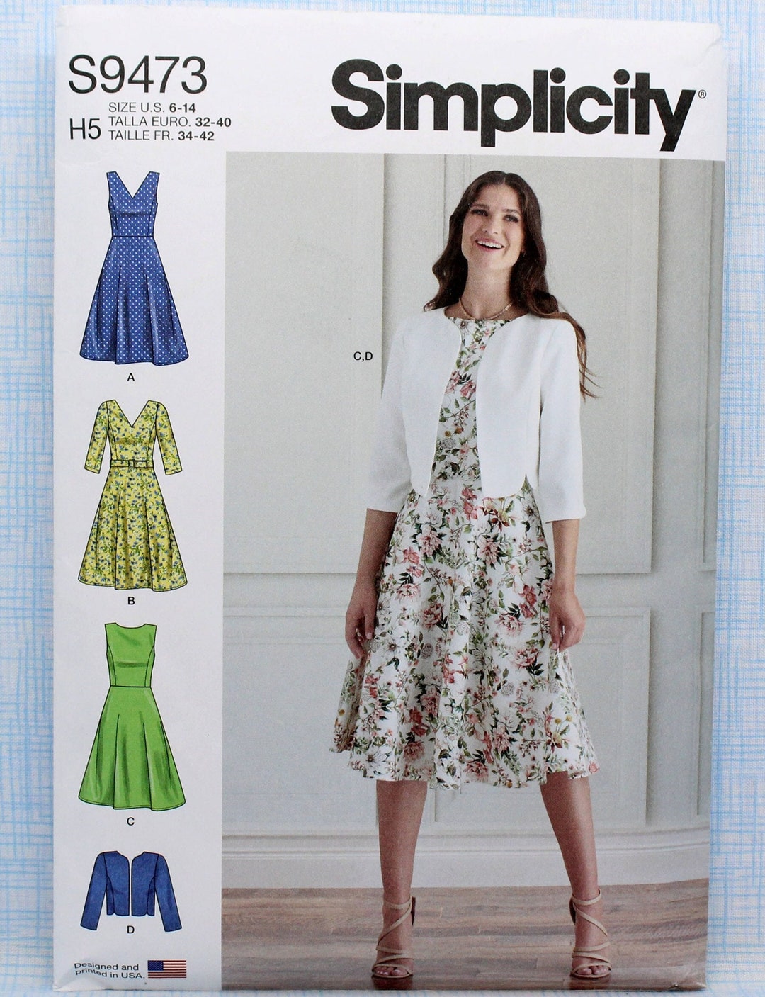 Simplicity Sewing Pattern 9473, Misses' Flared Skirt Dress and Jacket ...