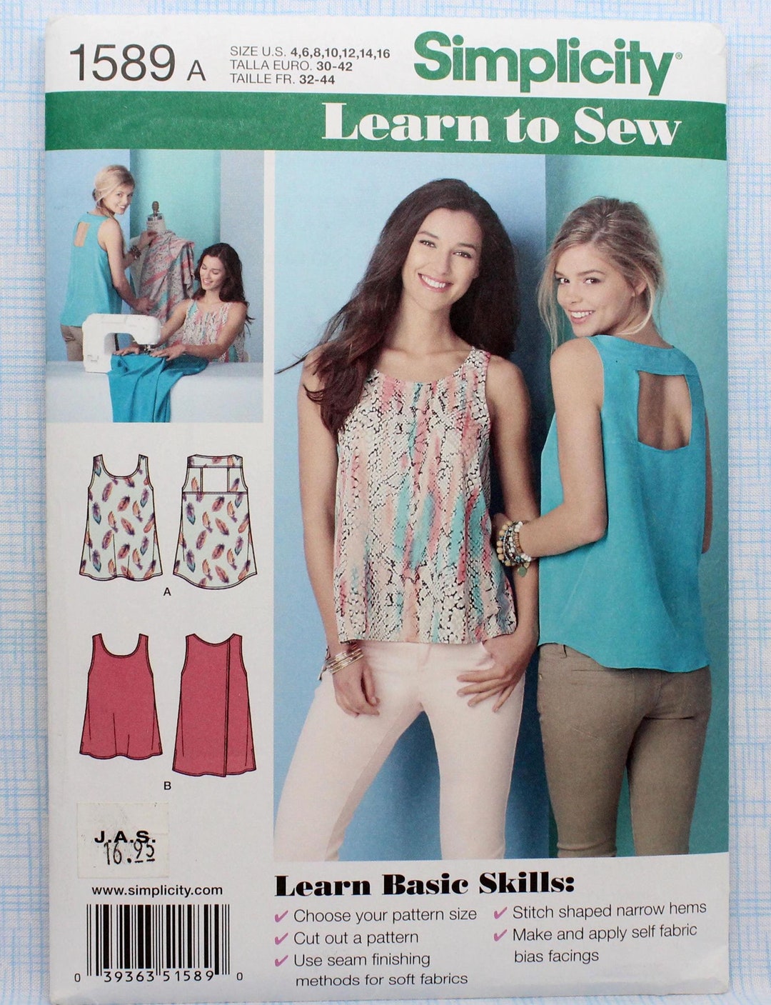 Simplicity Sewing Pattern 1589, Misses' Loose Style Tank Tops, Uncut/ff ...