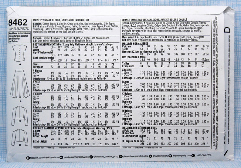 Simplicity Sewing Pattern 8462 Misses' Retro Blouse - Etsy