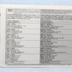 Mccall's Sewing Pattern 3041, Fashion Doll Clothes Sewing Pattern ...