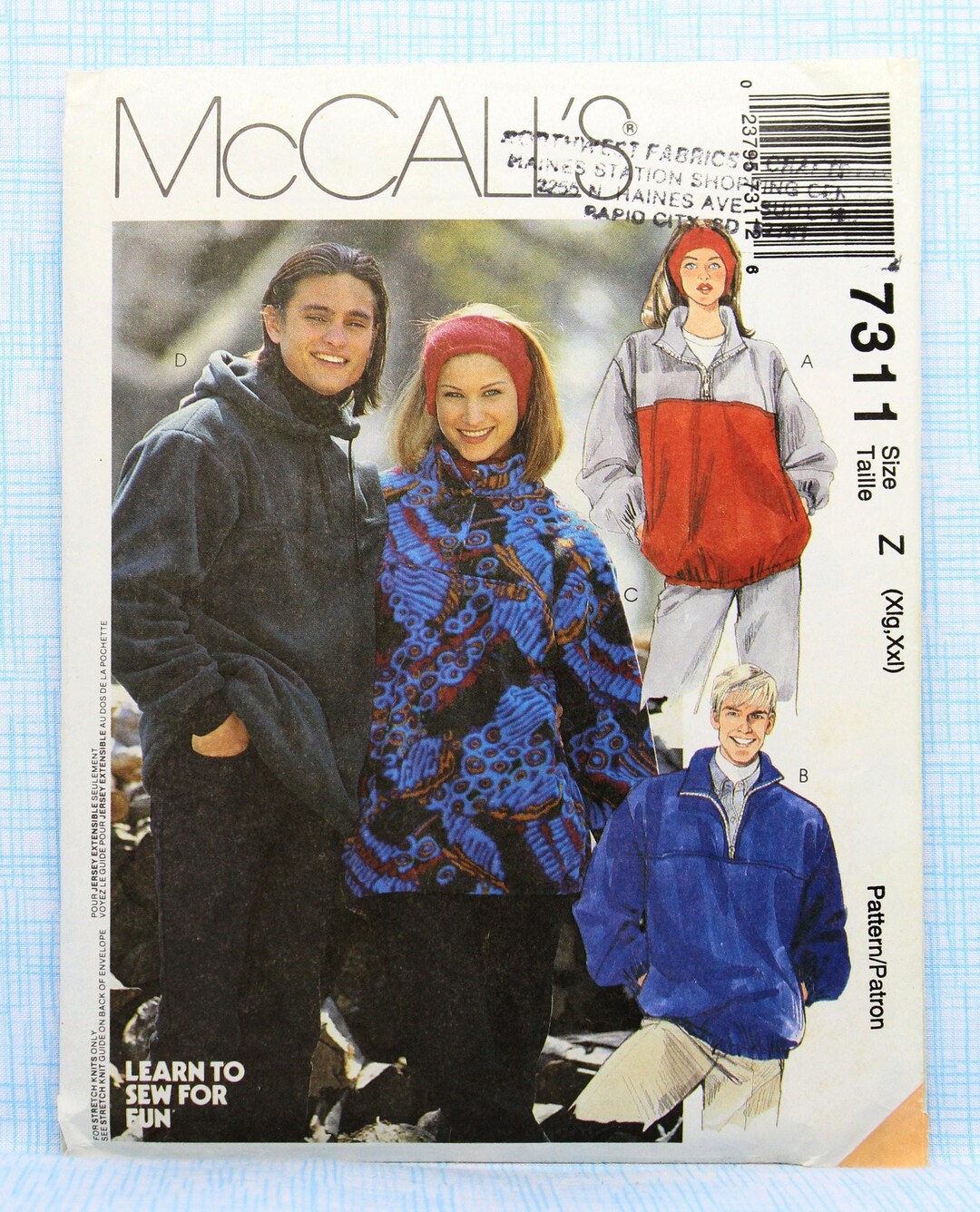 Mccall's Sewing Pattern 7311, Misses' and Men's Stretch Knits Pullover ...