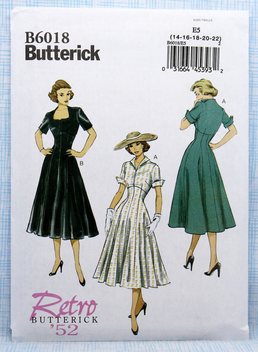 Butterick Sewing Pattern 6018, Misses' Retro Raised Waist Dress With ...