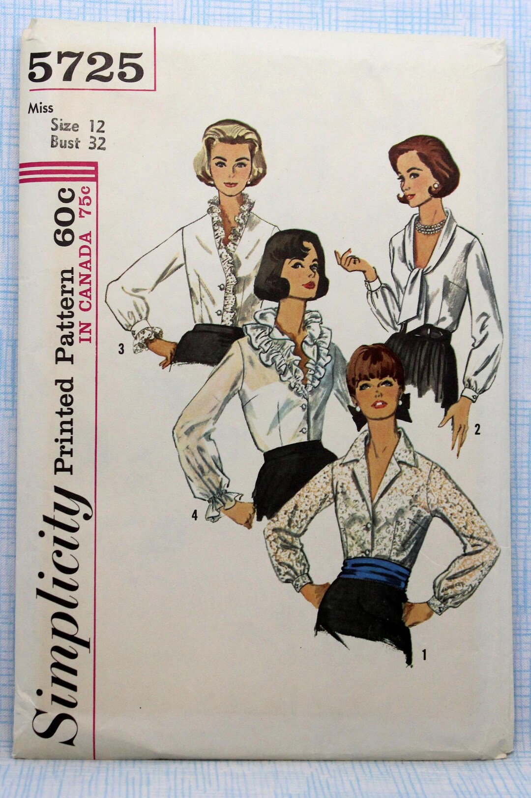 Simplicity Sewing Pattern 5725, Misses' Blouse With Neckline and Sleeve ...